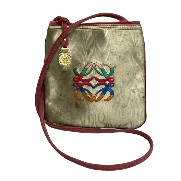 Loewe | Bags | Loewe Gold Red Multi Pvc Leather Shoulder Bag | Poshmark
